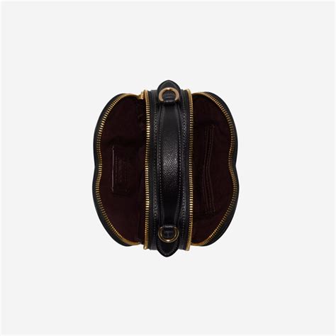 코치 크로스그레인 레더 하트 크로스바디백 골드 블랙 Coach Kream