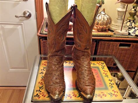 Vintage Justin Exotic Quill Ostrich Cowboy Boots 9 5 Gem