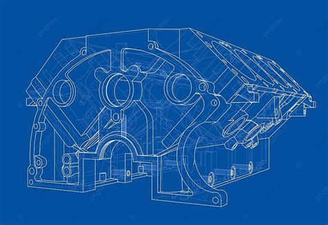 engine block sketch vector rendering of 3d design auto abstract vector