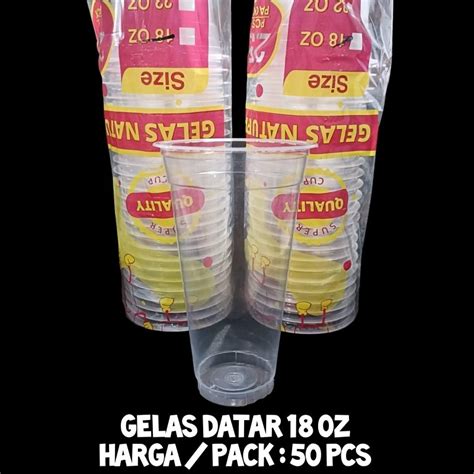 Jual Gelas Plastik Bening Datar 18oz Isi 50pcs Gelas Slim Gelas
