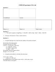 CHM E Pre Lab Template And Guidelines Docx CHM Experiment Pre Lab Question