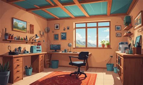 Old Computer With Blue Screen And Some Equipment Stock Illustration