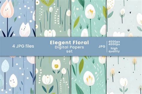 Elegent Floral Digital Paper And Pattern Graphic By Creatophics