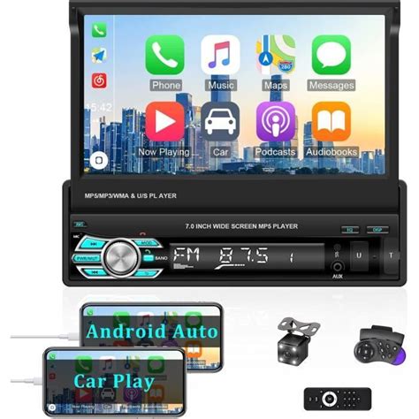 Autoradio din bluetooth avec carplay android auto stéréo à écran tactile support mirror