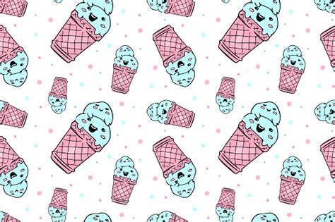 만화 아이스크림과 음성 거품 벡터 재미 여름 원활한 패턴 배경 냉동 디저트 인쇄 카드 어린이 메뉴 직물 어린이 휴가를위한 디자인만화 귀여운 스타일 귀여운에 대한 스톡 벡터