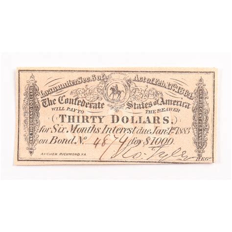 1864 30 Thirty Dollars Confederate States Of America Richmond Csa Bank