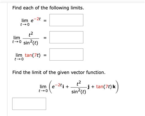 solved find each of the following limits
