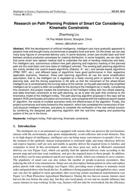 Pdf Research On Path Planning Problem Of Smart Car Considering