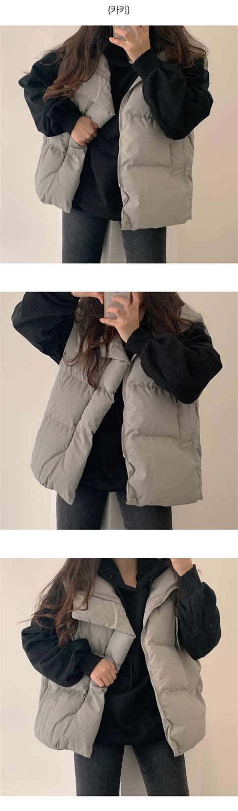 [경량패딩 오버핏] 아방한 도톰 베이직 큐티 패딩 조끼 3color
