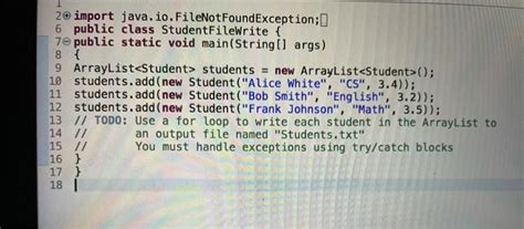 Solved 2 Import Java Io FileNotFoundException 6 Public Chegg