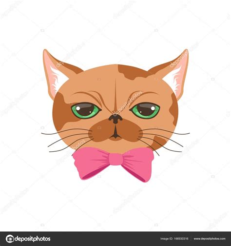 Cute Cat In Pink Bow Tie Stock Vector By TopVectors