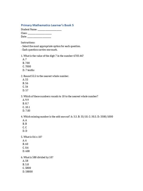Mcq Paper 50 Single Column Pdf Numbers Mathematics
