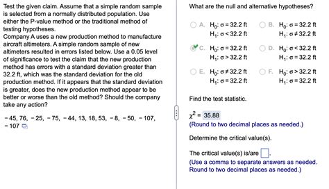 Solved Test The Given Claim Assume That A Simple Random