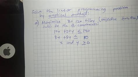 Linear Programming Tutorial Graphical Method Part Youtube