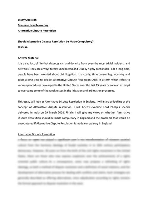 Alternative Dispute Resolution Clr 101 Common Law Reasoning Bac Thinkswap