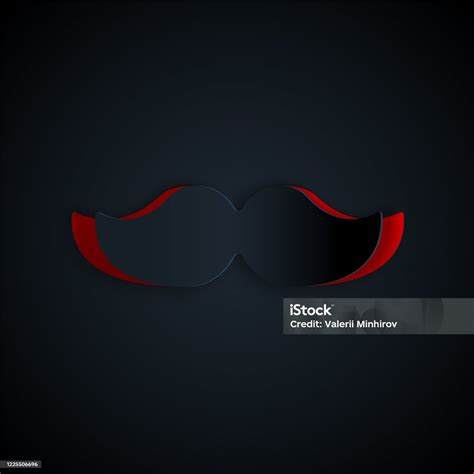 Icône De Moustache Coupée En Papier Isolée Sur Fond Noir Symbole De