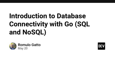 Introduction To Database Connectivity With Go SQL And NoSQL DEV