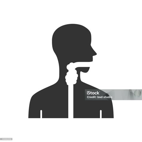 아픈 목 문말 아이콘입니다 협심증 편도선염 영양 운하의 상부 아픈 내부 신체 부위 위장관 실루엣 기호입니다 음수 공간입니다 벡터 절연 그림 개념에 대한 스톡 벡터 아트 및