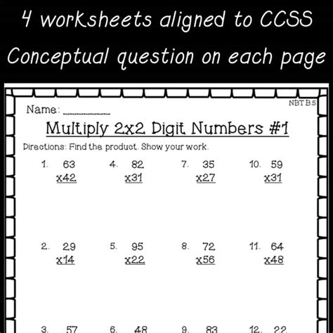 2x2 Multiplication With Regrouping 3 And 4 Digits By 1 Digit