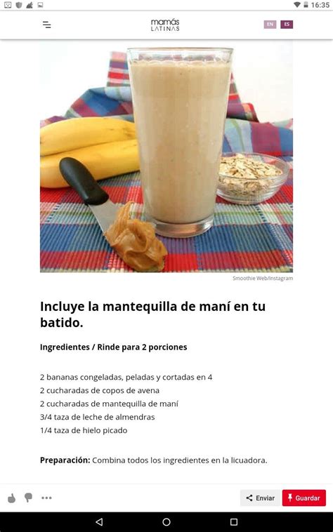 Batido De PlÁtano Mantequilla De ManÍ Y Avena Vientre Plano