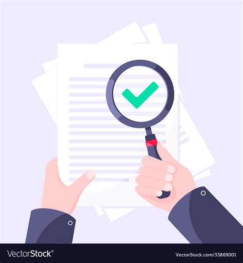 Document Verification Concept With Hand Royalty Free Vector