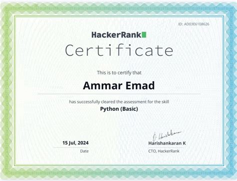 python certification hackerrank ammar afifi