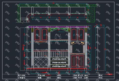 欧式酒柜衣柜书柜cad图库，衣柜cad施工图纸下载 素材下载 易图网cad设计图纸库