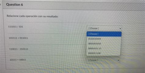 Solved Relacione Cada Operación Con Su Resultado 111011101