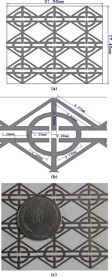 a proposed 3 × 3 metamaterial array simulated design b unit cell
