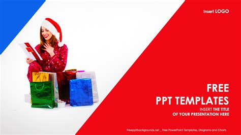 Christmas Gift Powerpoint Templates Christmas Red White Backgrounds