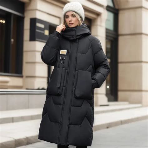 Winter Parka Woman Long Jacket Hooded Detachable Thicken Loose Zipper