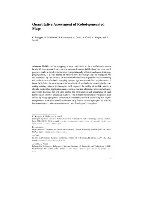 Pdf Quantitative Assessment Of Robot Generated Maps