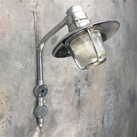 1970s German EOW GDR Aluminium Industrial Wall Light With Diffuser Glass Dome For Sale At