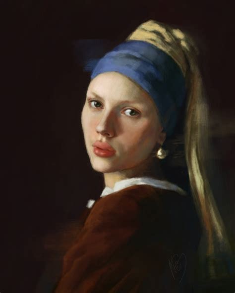 Иллюстрация Девушка с жемчужной сережкой в стиле портрет