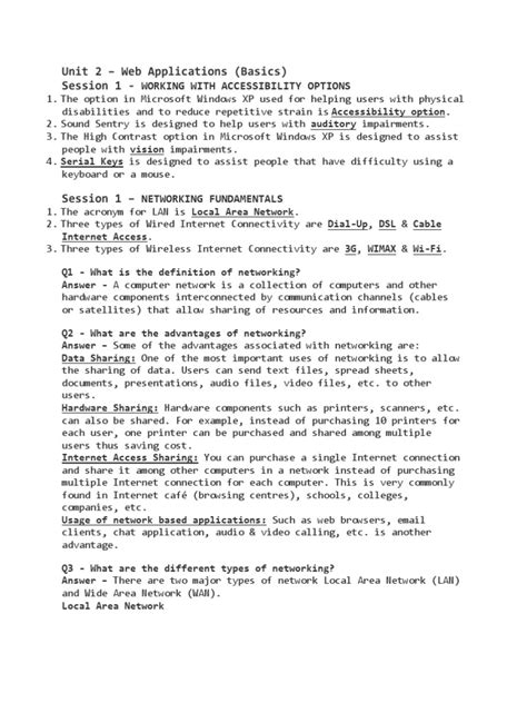 Unit 2 Web Applications Basics Session 1 Working With Accessibility Options Pdf