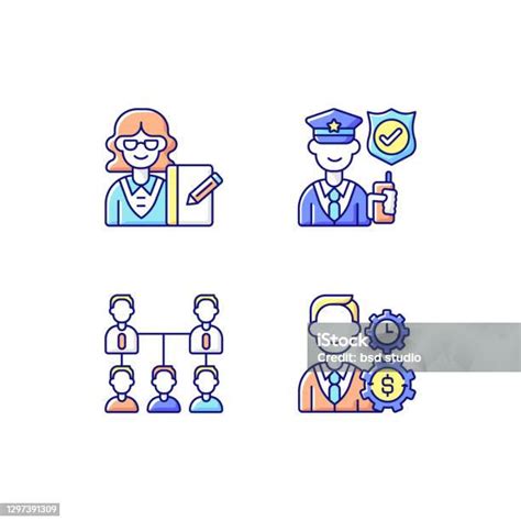 회사 계층 구조 Rgb 색상 아이콘 세트 개념에 대한 스톡 벡터 아트 및 기타 이미지 개념 금융 기업 비즈니스 Istock