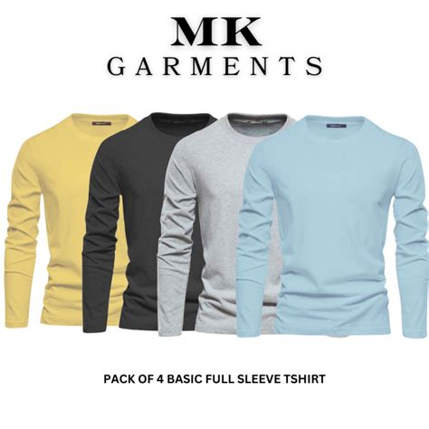 Mk Garments Pack Of 4 Plain Colors Premium Full Sleeves Basic Shirts