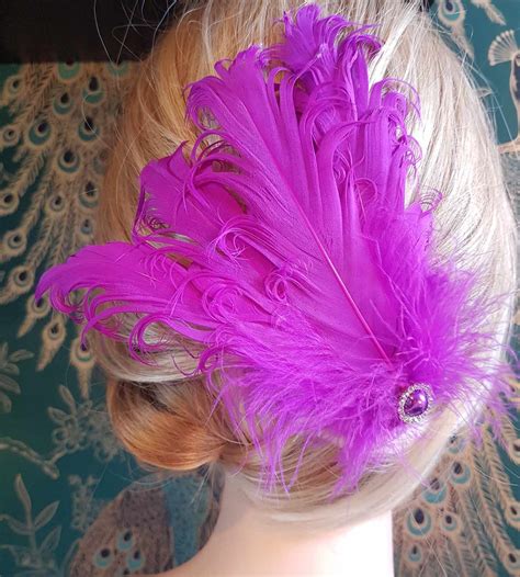 Purple Flapper Headpiece Hair Clip Feather Planet