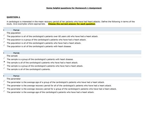 Some Helpful Questions For Homework 1 Assignment Some Helpful