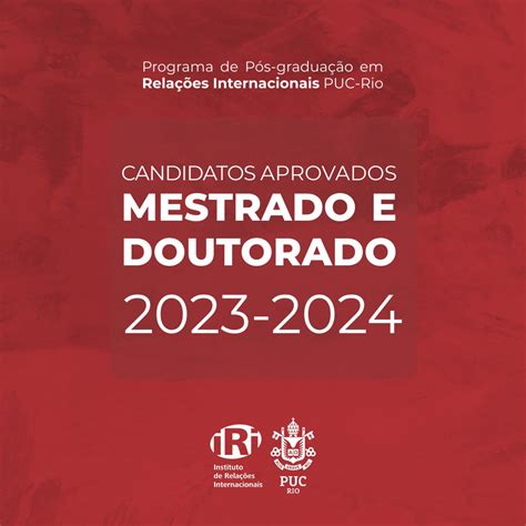 Candidatos Aprovados Programa de Pós graduação em Relações Internacionais Mestrado e