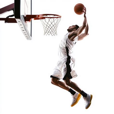 Basketball Player Leaping High For A Slam Dunk Premium Ai Generated Image