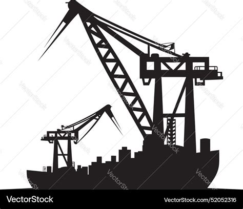 Maritime Container Terminal Logo Port Crane Icon Vector Image