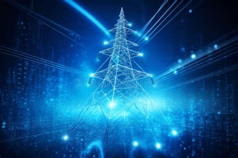 Modern Electrical Pylons With Advanced Smart Grid Technology For