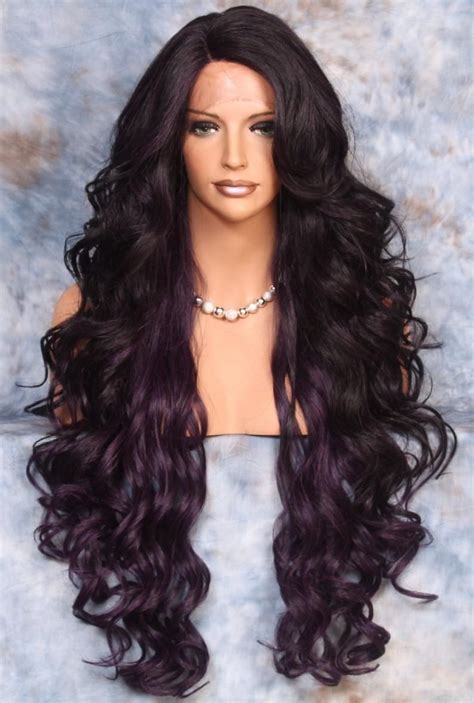 Extra Long Human Hair Blend Lace Front Wig 38 Curly Etsy Curly Wigs
