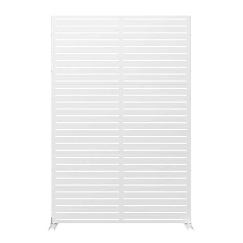 6 Ft X 4 Ft Privacy Fence Screen White Galvanized Metal For Garden Fence In Louvered Pattern