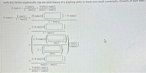 Solved Verify The Identity Algebraically Use The Table Chegg
