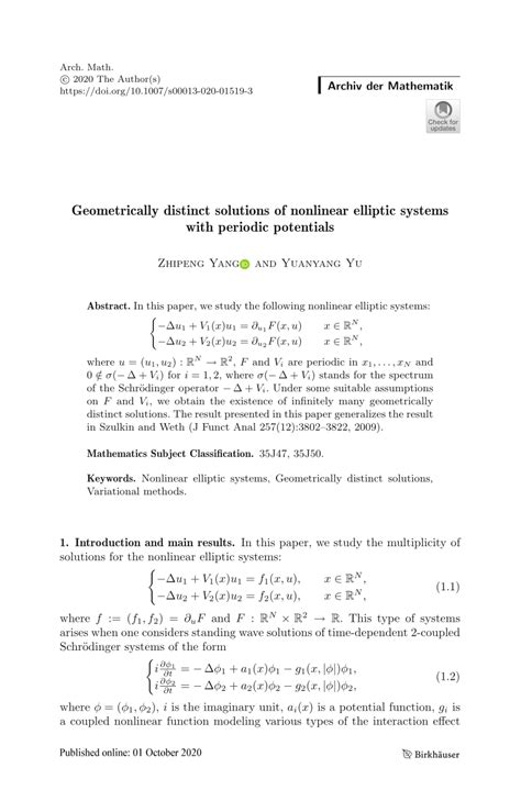 Pdf Geometrically Distinct Solutions Of Nonlinear Elliptic Systems