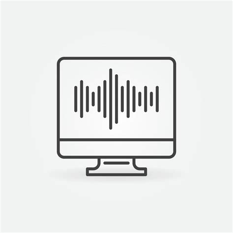 Sound Wave On Computer Screen Outline Vector Icon 13093721 Vector Art