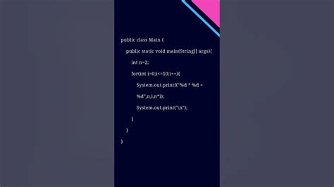 Java Program To Print Multiplication Of A Table Java Coding Computerprogram Youtube