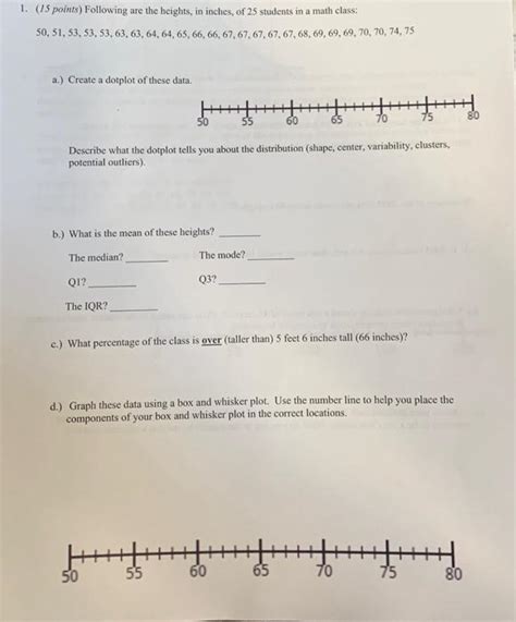 Solved 1 15 Points Following Are The Heights In Inches